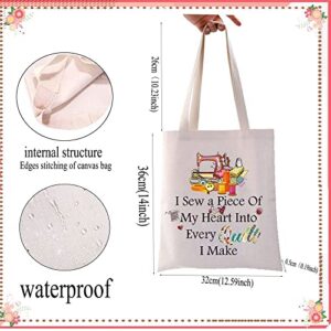 JYTAPP Sewing Gift Quilter Gift I Sew My Heart Into Every Quilt Tote Bag Sewing Accessories Bag For Quilter Sewing Lover Gift