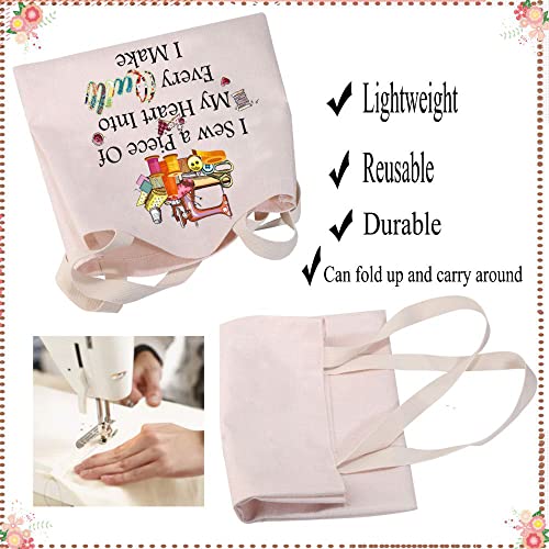 JYTAPP Sewing Gift Quilter Gift I Sew My Heart Into Every Quilt Tote Bag Sewing Accessories Bag For Quilter Sewing Lover Gift