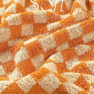 Jacquotha Checkered Hand Towels 4 Pack - Cotton Hand Towels for Kitchen Bathroom 29” x 13”, Orange