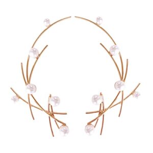 fomiyes 2pcs/set headgear ladies headbands rhinestone headband metal headband wedding hair side piece bridal hair accessories wedding hair jewelry women peal hair accessories flowers alloy