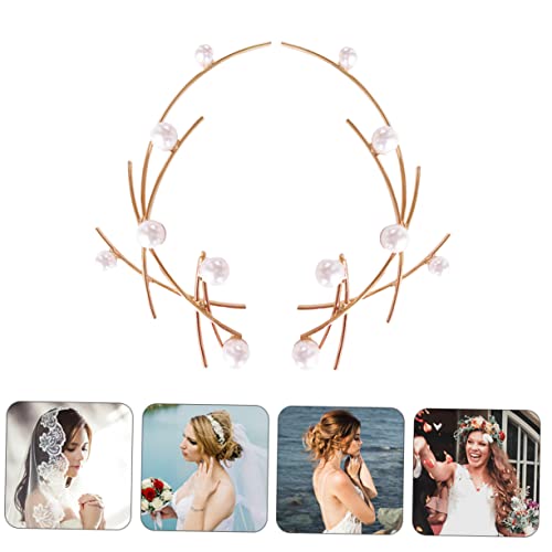 FOMIYES 2pcs/set Headgear Ladies Headbands Rhinestone Headband Metal Headband Wedding Hair Side Piece Bridal Hair Accessories Wedding Hair Jewelry Women Peal Hair Accessories Flowers Alloy