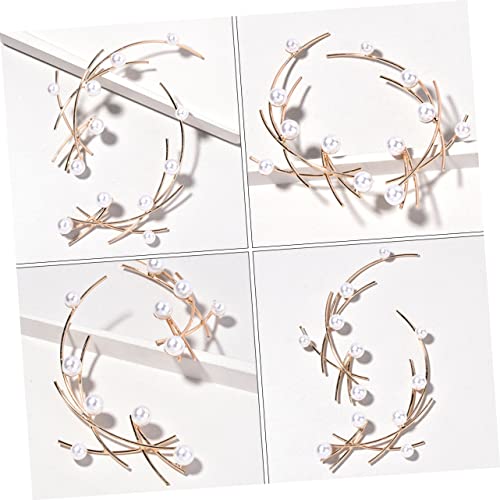 FOMIYES 2pcs/set Headgear Ladies Headbands Rhinestone Headband Metal Headband Wedding Hair Side Piece Bridal Hair Accessories Wedding Hair Jewelry Women Peal Hair Accessories Flowers Alloy