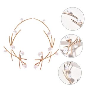 FOMIYES 2pcs/set Headgear Ladies Headbands Rhinestone Headband Metal Headband Wedding Hair Side Piece Bridal Hair Accessories Wedding Hair Jewelry Women Peal Hair Accessories Flowers Alloy