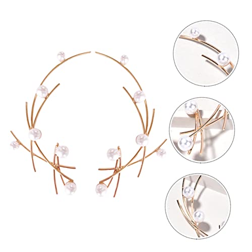 FOMIYES 2pcs/set Headgear Ladies Headbands Rhinestone Headband Metal Headband Wedding Hair Side Piece Bridal Hair Accessories Wedding Hair Jewelry Women Peal Hair Accessories Flowers Alloy