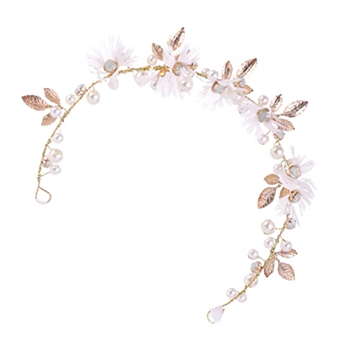 FOMIYES Headband Hair Band Flower Hair Accessories Leaf Decor Wedding Hair Accessories Preal Hair Band Leaves Headband Bride Hair Accessories Simple Flower Peal Headwear Delicate Headdress