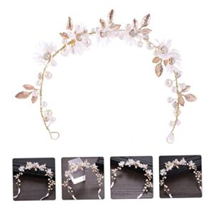 FOMIYES Headband Hair Band Flower Hair Accessories Leaf Decor Wedding Hair Accessories Preal Hair Band Leaves Headband Bride Hair Accessories Simple Flower Peal Headwear Delicate Headdress