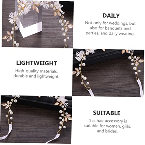 FOMIYES Headband Hair Band Flower Hair Accessories Leaf Decor Wedding Hair Accessories Preal Hair Band Leaves Headband Bride Hair Accessories Simple Flower Peal Headwear Delicate Headdress