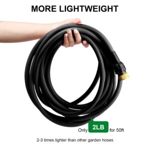 Expandable Garden Hose Up to 50ft, Lightweight Gardening Flexible Hose Pipe, Solid Brass Fittings, 2.2X Expanding Flexible Latex Water Hose with Spray Nozzle -Black