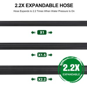 Expandable Garden Hose Up to 50ft, Lightweight Gardening Flexible Hose Pipe, Solid Brass Fittings, 2.2X Expanding Flexible Latex Water Hose with Spray Nozzle -Black