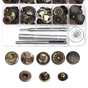 40 sets snap fasteners kit, 17 mm big size metal clothing snaps kit with fixing tools, leather rivets+buttons press studs+double cap rivet for bracelet, bags, leather, coat, down jacket, jeans wear