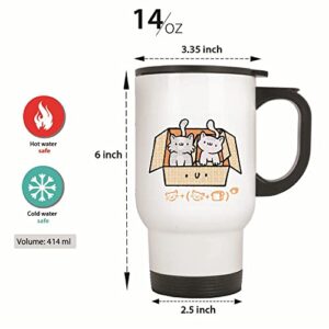 Gift for Cat Lovers Box Kittens Illustration with Equation Caption for Kids and Adults 14oz Steinless Steel Travel Mug