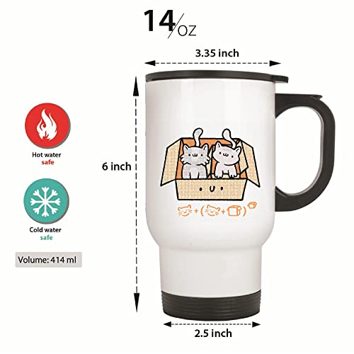 Gift for Cat Lovers Box Kittens Illustration with Equation Caption for Kids and Adults 14oz Steinless Steel Travel Mug