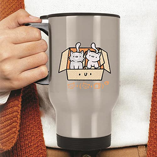 Gift for Cat Lovers Box Kittens Illustration with Equation Caption for Kids and Adults 14oz Steinless Steel Travel Mug