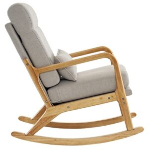 SEALAMB Rocking Chair Nursery with Lumbar Pillow, Rocker Chair Glider Chair for Nursery Mom Seniors, High Backrest Armchair Comfy Chair for Living Room Bedroom