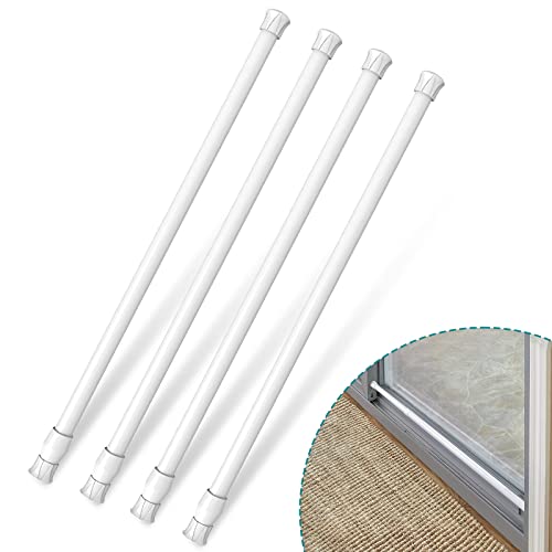 KUANVE 4 Pack Window Security Bars Adjustable Sliding Glass Door Bar Sliding Door Security Bar Window Safety Lock Bar with Rubber Tips for Children Home, Extends from 15.8-27.6 Inch (White)