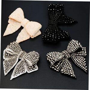 COHEALI 1pc Shoe Flower Decoration Black Clothes Rhinestone Applique Black Trim Crystal Bow Shoe Clips Sew on Beaded Patch Sewing Knot Applique Bowknot Adornment Bag Patch Decor Bags Bride