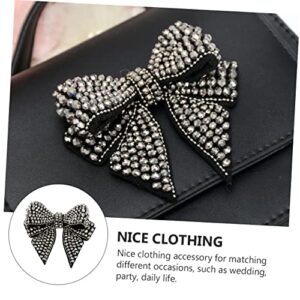 COHEALI 1pc Shoe Flower Decoration Black Clothes Rhinestone Applique Black Trim Crystal Bow Shoe Clips Sew on Beaded Patch Sewing Knot Applique Bowknot Adornment Bag Patch Decor Bags Bride