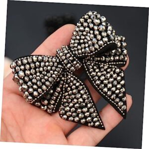 COHEALI 1pc Shoe Flower Decoration Black Clothes Rhinestone Applique Black Trim Crystal Bow Shoe Clips Sew on Beaded Patch Sewing Knot Applique Bowknot Adornment Bag Patch Decor Bags Bride