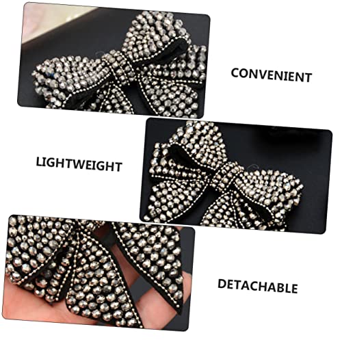 COHEALI 1pc Shoe Flower Decoration Black Clothes Rhinestone Applique Black Trim Crystal Bow Shoe Clips Sew on Beaded Patch Sewing Knot Applique Bowknot Adornment Bag Patch Decor Bags Bride