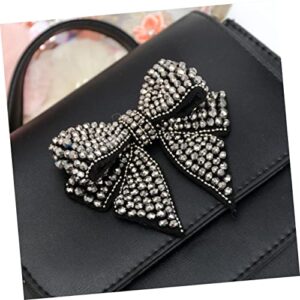 COHEALI 1pc Shoe Flower Decoration Black Clothes Rhinestone Applique Black Trim Crystal Bow Shoe Clips Sew on Beaded Patch Sewing Knot Applique Bowknot Adornment Bag Patch Decor Bags Bride