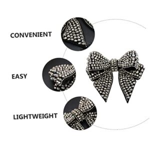 COHEALI 1pc Shoe Flower Decoration Black Clothes Rhinestone Applique Black Trim Crystal Bow Shoe Clips Sew on Beaded Patch Sewing Knot Applique Bowknot Adornment Bag Patch Decor Bags Bride