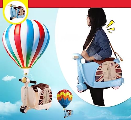 ELZEM Kids Ride-on Rideable Luggage with Wheels Carry Trolley Suitcase for Kid Add Fun to The Journey Kid Gift 18in Recommended Age 2-12 Years Old Boy/Girl Suitcase PC Material (blue)