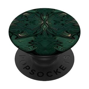 elegant dark forest green & jade green pattern popsockets swappable popgrip