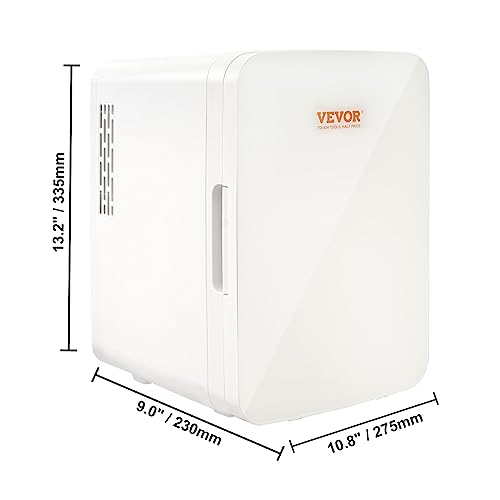 VEVOR Mini Fridge 10L/12 Can Luxury Skin Care Refrigerator, Small Beverage Cooling for Bedroom Office Dorm Car Travel AC/DC Cooler & Heat for Foods, Drink, Breast Milk Storage & Chill, White