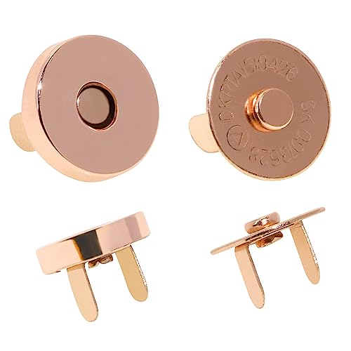 Mini Skater 14mm Small Rose Gold Magnetic Button Clasps Snaps Closures Fastener for Sewing Projects DIY Small Craft Clothing Totes Handbag Leather Bags and Purses Making (6)