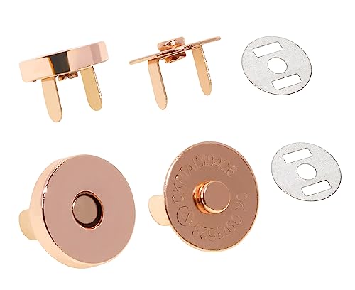 Mini Skater 14mm Small Rose Gold Magnetic Button Clasps Snaps Closures Fastener for Sewing Projects DIY Small Craft Clothing Totes Handbag Leather Bags and Purses Making (6)