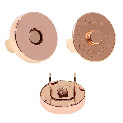 Mini Skater 14mm Small Rose Gold Magnetic Button Clasps Snaps Closures Fastener for Sewing Projects DIY Small Craft Clothing Totes Handbag Leather Bags and Purses Making (6)