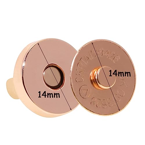 Mini Skater 14mm Small Rose Gold Magnetic Button Clasps Snaps Closures Fastener for Sewing Projects DIY Small Craft Clothing Totes Handbag Leather Bags and Purses Making (6)