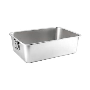 magideal open litter box for indoor cats, pet litter tray stainless steel deep toilet kitty litter pan for rabbit small medium large cats, 40cmx30cmx10cm