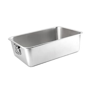 gralara open top pet cat litter box kitten litter pan kitten potty toilet stainless steel durable cat bedpan cat sandbox for small medium large cats, 50cmx35cmx10cm