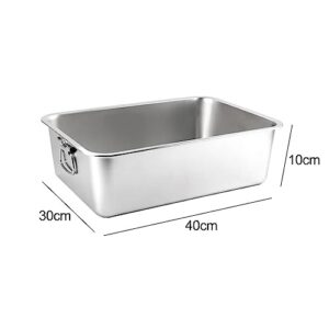 ＫＬＫＣＭＳ Open Cats Litter Box for Indoor Cats, Kitten Litter Pan Cat Potty Toilet Stainless Steel Supplies Cat Sandbox for Small Animals, 40cmx30cmx10cm