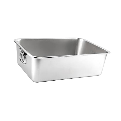 Bothyi Open Litter Box for Indoor Cats, Kitten Potty Pan Kitten Toilet Stainless Steel Container Pet Litter Tray for Small Large Cats Bunny, 45cmx35cmx10cm