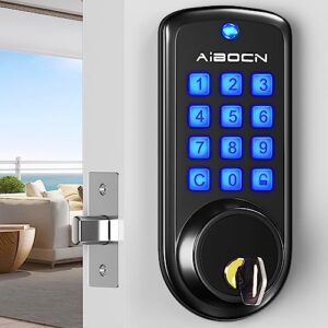 aibocn door lock with keypad, electronic keypad deadbolt, keyless entry door lock with auto-lock, anti-peeping password, easy to install and program, smart lock for home bedroom garage