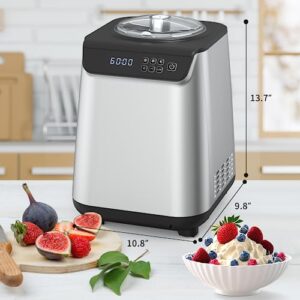 ZAFRO Ice Cream Maker 1.27qt with Compressor, No Pre-freezing Electric Automatic Ice Cream Machine Keep Cool Function, No Salt Needed Ice Cream, Sorbet, Gelato, Frozen Yogurt