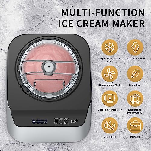 ZAFRO Ice Cream Maker 1.27qt with Compressor, No Pre-freezing Electric Automatic Ice Cream Machine Keep Cool Function, No Salt Needed Ice Cream, Sorbet, Gelato, Frozen Yogurt