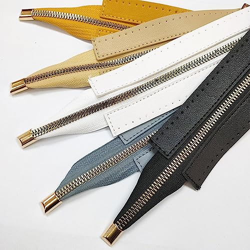 Gift_Source 7.08 inch PU Leather Zipper Metal Zipper Handbag Zippers Non-Separating Close End Zipper Y-Teeth Zipper for Crochet Bags Making, Sewing Accessories and Craft Project