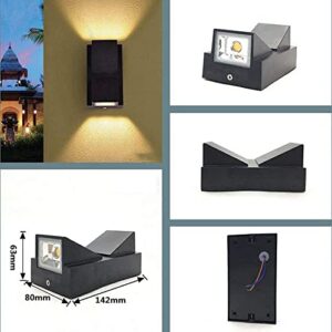 LED Indoor Wall Light, Pendant Lights Outdoor Up and Down Wall Sconces | Exterior Porch Landscape Light Fixtures, Sand Textured Black with Glass Panel - Outside IP54 Weather Resistance Modern Design (