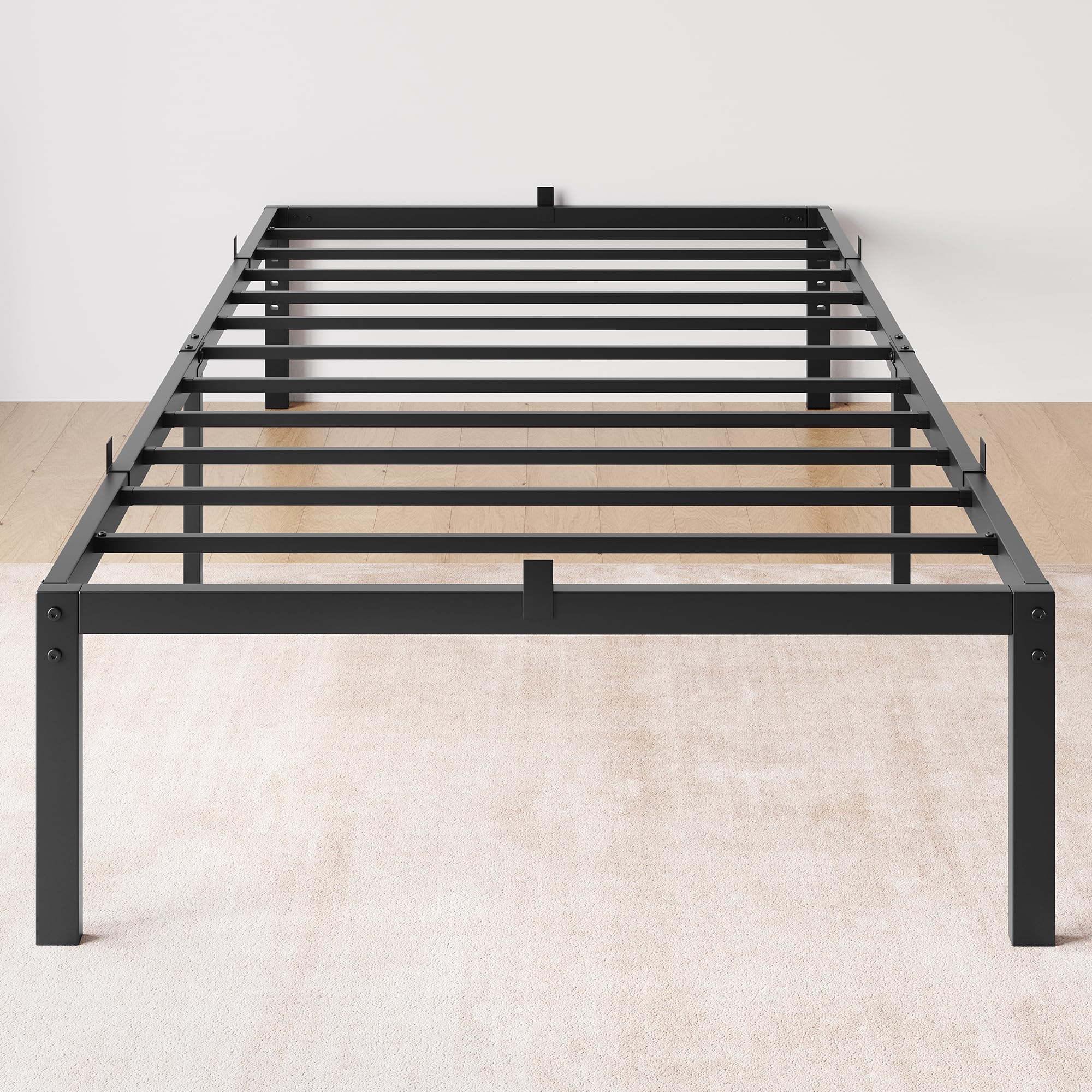 IDEALHOUSE 14 Inch Twin Bed Frame with Storage,Metal Platform Twin Bed Frame No Box Spring Needed Steel Slat Support Easy Assembly