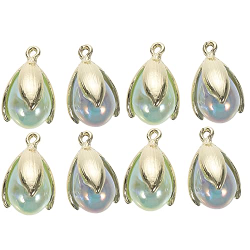 DECHOUS 8pcs Earring Pendant Bracelets in Bulk Keychain Supplies Floral Earrings Flower Craft Supplies Flower Jewelry Charms Pearl Dangle Charms Peal Tulip Pendants Metal DIY Pendant