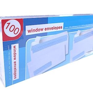 100 Count - #10 Security Business Envelopes, With Window, Security Inside Tint Pattern, Peal & Seal Closure, Size 4-1/8 x 9-1/2 Inches, White 24 LB, 100 Count