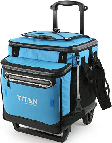 Arctic Zone Titan Deep Freeze Wheeled Cooler - 60 Can Rolling Cooler Cooler with Deep Freeze Insulation and Detachable All-Terrain Cart & Cool Coolers by Fit + Fresh Slim Compact Reusable XL Ice Pack