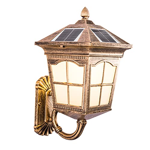 Wall Light, Wall Sconces, LED European Retro Solar Wall Light, Anti-Corrosion Anti-Rust Wall Light, Outdoor Sconce Light, Aluminum Carved Wall Light,Compatible with Patio, Terrace, Hallway, Porch