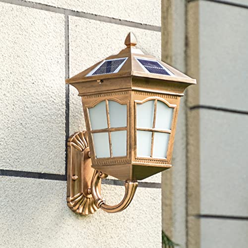 Wall Light, Wall Sconces, LED European Retro Solar Wall Light, Anti-Corrosion Anti-Rust Wall Light, Outdoor Sconce Light, Aluminum Carved Wall Light,Compatible with Patio, Terrace, Hallway, Porch