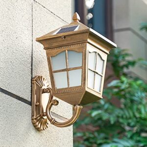 Wall Light, Wall Sconces, LED European Retro Solar Wall Light, Anti-Corrosion Anti-Rust Wall Light, Outdoor Sconce Light, Aluminum Carved Wall Light,Compatible with Patio, Terrace, Hallway, Porch