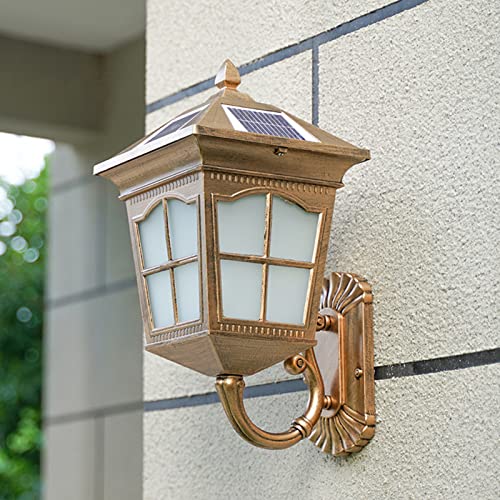 Wall Light, Wall Sconces, LED European Retro Solar Wall Light, Anti-Corrosion Anti-Rust Wall Light, Outdoor Sconce Light, Aluminum Carved Wall Light,Compatible with Patio, Terrace, Hallway, Porch