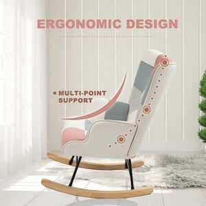 KGOPK Rocking Chair Upholstered Rocking Chairs for Living Room,High Back Arm Chair Comfy Side Chair with Wooden Base Nursery Glider Rocker for Bedroom,Office (Patchwork Pink)